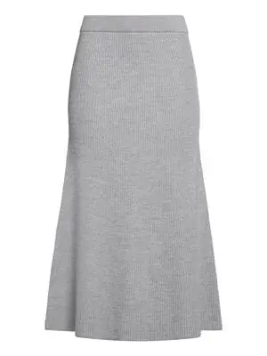 Max Mara Max Mara Lightweight Wool Ribbed Knit Skirt Gray