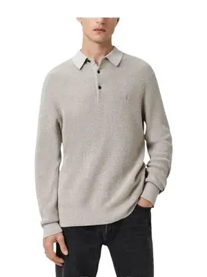 ALLSAINTS Button Polo Knitwear - Gray