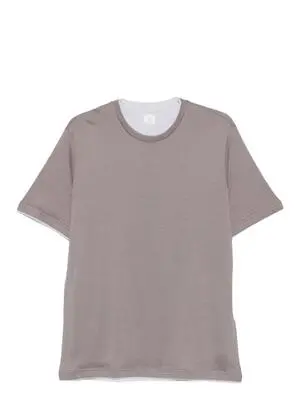 Eleventy Layered Cotton T-shirt Grey