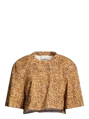 ISABEL MARANT ÉTOILE Isabel Marant Crew-Neck Cropped Top With Cork-Inspired Print