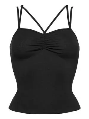 ERES Triple-strap Ruched Ribbed Tank Top - Black