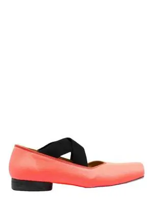 UMA WANG Square-toe Ballet Flats With Criss-cross Strap - Pink