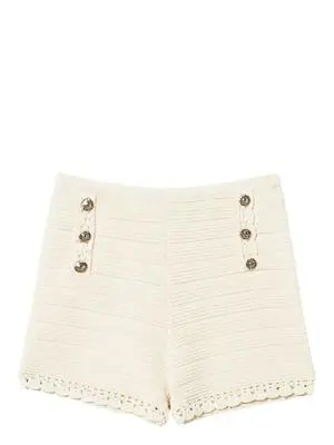 TWINSET Crochet Detailed Knitted Shorts - White