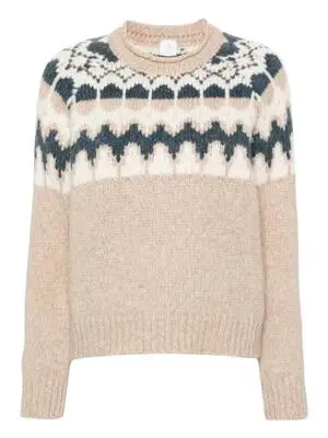 Eleventy Intarsia Pattern Knitted Jumper - Nude