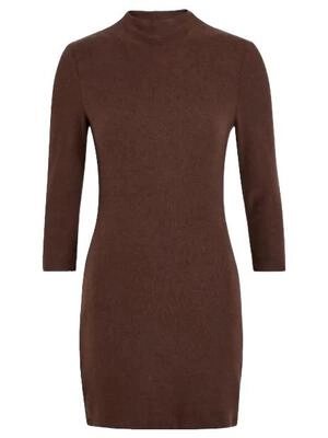 REFORMATION Camille High-neck Mini Dress - Brown