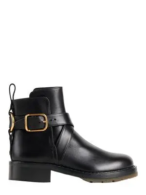 Chloé Leather Ankle Boots With Buckle Detailing - Black