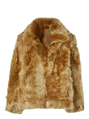 Tory Burch Shearling Jacket With Fur Trim - Brown