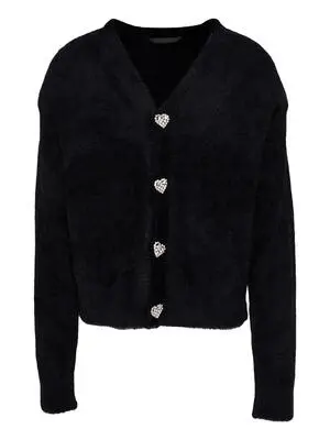 Balenciaga Embellished Button Knit Cardigan - Black