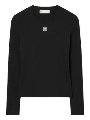 Tory Burch Logo Cotton T-shirt - Black