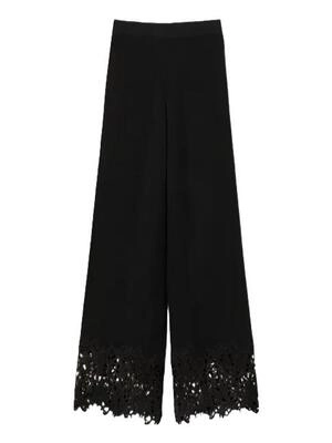 TWINSET Lace-hem Straight Trousers - Black