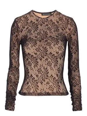 Balenciaga Lace Long-sleeve Top - Black