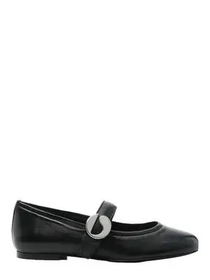 Coperni Leather Ballet Flats With Logo Buckle - Black
