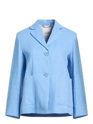 Max Mara Single-breasted Linen Blazer - Blue