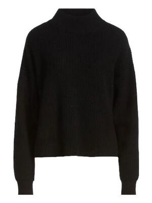 Max Mara Ribbed Knit Turtleneck Long-sleeve Top - Black