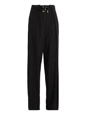 Sportmax Wide-leg Pinstriped Crepe Trousers With Belt - Black
