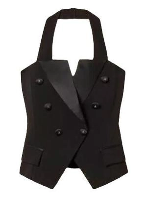 TWINSET Logo Button Vest - Black