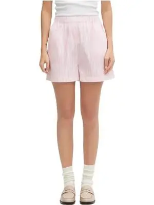 SPORTY  RICH Sporty & Rich Hotel Eden Roc Striped Cotton Shorts - Pink