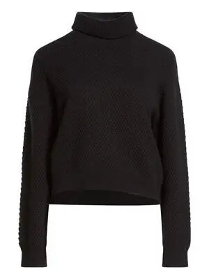 Max Mara Solid Color Cashmere Turtleneck Sweater - Black