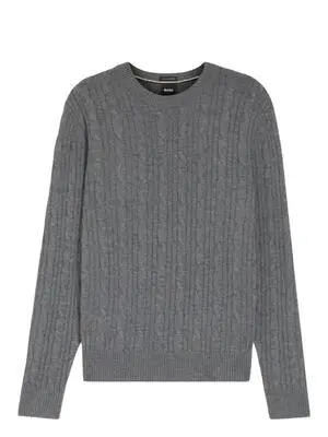 Hugo Boss Long-sleeved Sweater With Ribbed Details - Grey