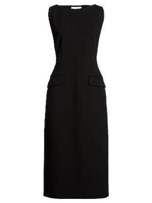 Sportmax Fitted Sleeveless Crewneck Jersey Dress With Flap Pockets And Back Split - Black