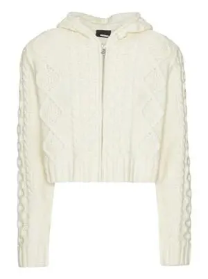 ROTATE BY BIRGER CHRISTENSEN ROTATE Cable-Knit Hooded Cardigan With Zip Fastening