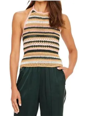 The Upside Bohemia Halter-neck Crochet Top - Light Brown