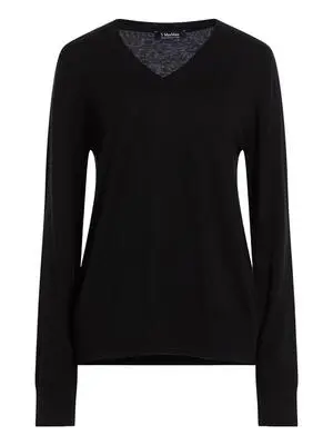 Max Mara Solid Color Knitted V-neck Long Sleeve Shirt - Black