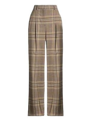 Tory Burch Tartan Pattern Wide-leg Trousers - Brown