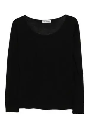 LOW CLASSIC Round Neck Long Sleeve Top - Black