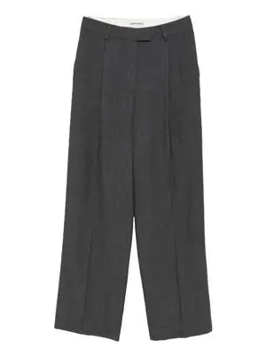LOW CLASSIC Pleated Wide Leg Trousers - Black