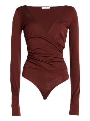 Max Mara Long-sleeve Plunge Neck Jersey Jumpsuit - Brown