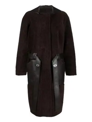 LOW CLASSIC Reversible Faux Fur Lined Zip-up Coat - Black