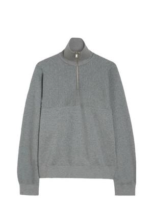 JIL SANDER Cotton Terry High-Neck Sweatshirt Gray