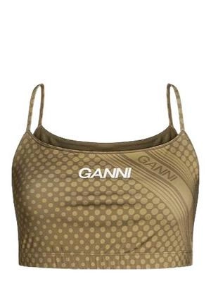 GANNI Polka Dot Sports Tank Top - Brown