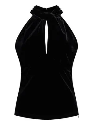 GANNI Halter Neck Sleeveless Knit Top - Black
