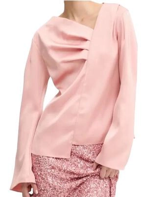 Stine Goya Draped V-neck Long Sleeve Top - Pink