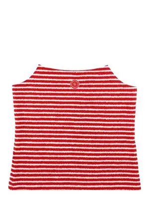 SPORTY  RICH Sporty & Rich Striped Sleeveless Top With Round Neck - Red