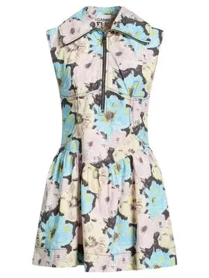 GANNI Floral Print Sleeveless Zip Up Dress - Multicolor