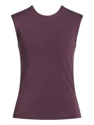 MAXCO. Max&co. Fitted Crew-neck Sleeveless Vest - Brown