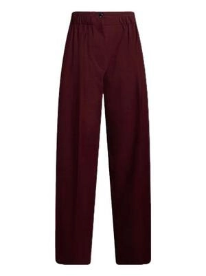 Sportmax Wide-leg Trousers In Plain Colour Cool Wool - Brown