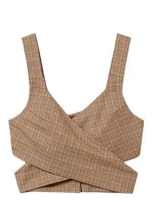 TWINSET Plaid Pattern Cropped Blouse - Brown