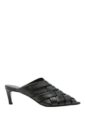 ANINE BING 55mm Eve Woven Leather Mules - Black