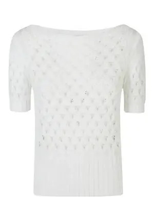 Eleventy Short Sleeve Sweater - White