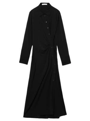 Helmut Lang Twisted Long-sleeve Maxi Shirt Dress - Black