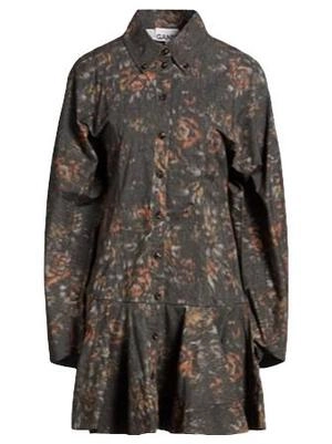 GANNI Printed Shirt Dress - Black