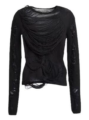 MAISON MARGIELA Solid Color Knit Top - Black