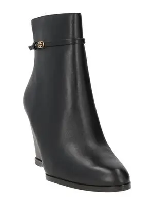Tory Burch Leather Ankle Boots With Pointed Toe And Zipper Closure - Black