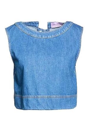 Max Mara Solid Color Denim Sleeveless Top - Blue