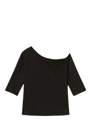 TWINSET Asymmetrical Neckline T-shirt - Black