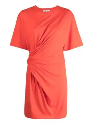 FRAME Short-sleeve Ruched Detail Minidress - Orange